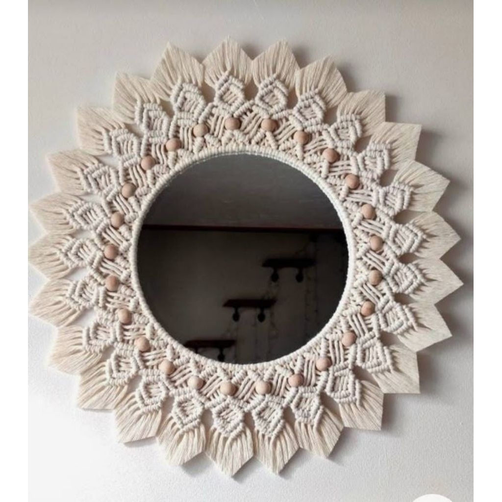 Jual macrame wall hanging mirror | macrame hiasan dinding aesthetic ...
