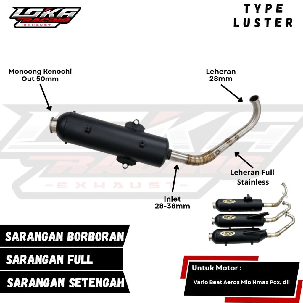 Jual KNALPOT STANDAR RACING MONCONG KENOCHI MODEL LUSTER ENGKER ...