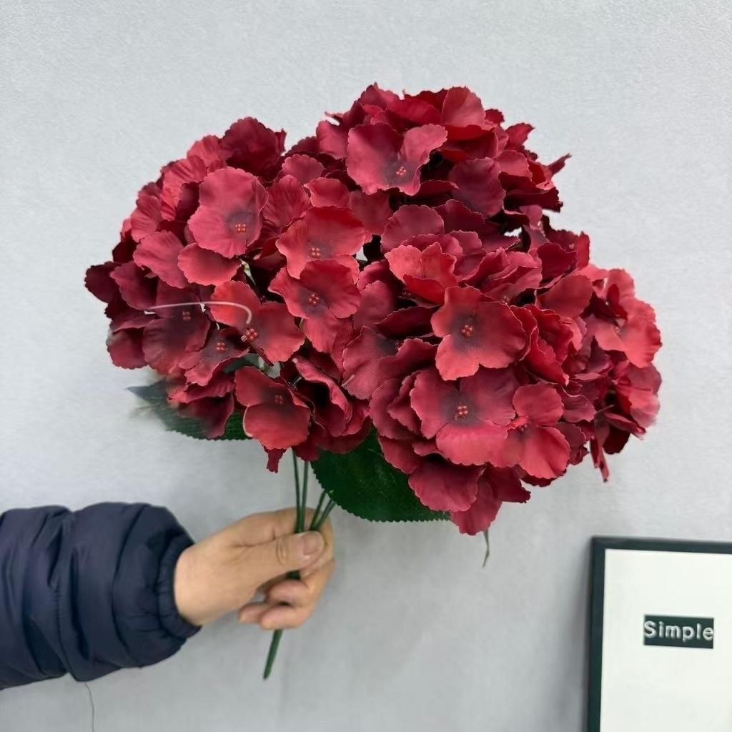 Jual MAROON Bunga Hortensia Jumbo Artificial hydrangea dekorasi 5 ...
