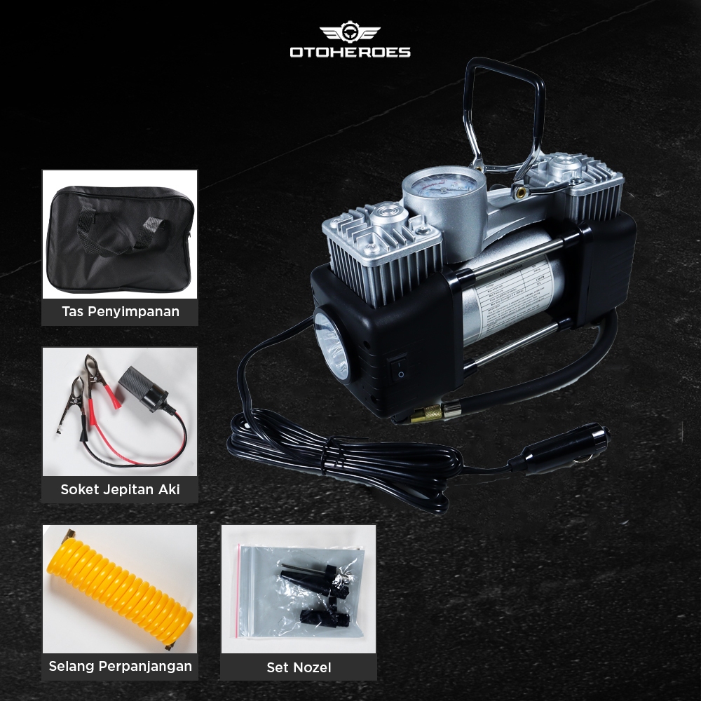 Jual Pompa Ban Motor Mobil Compressor Double Cylinder 12V 150 PSI ...