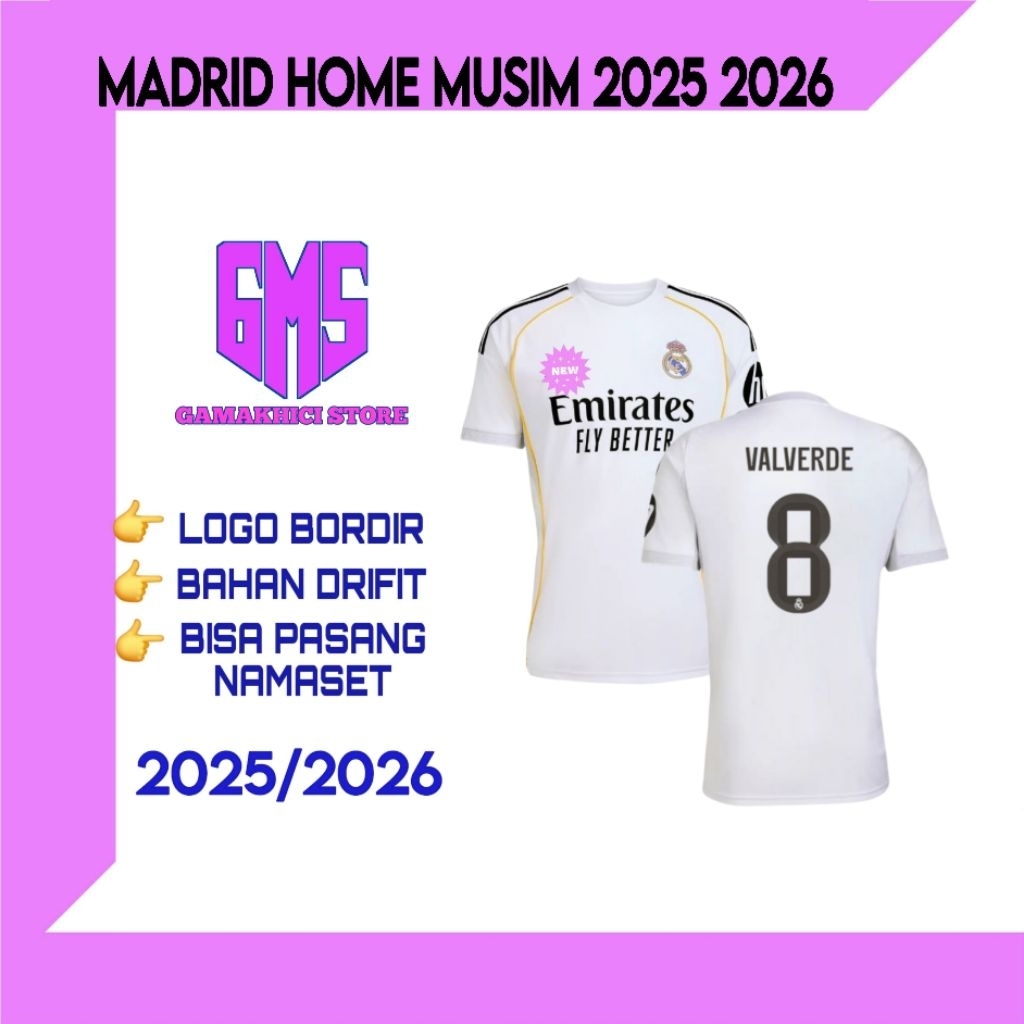 Jual Jersey Bola Madrid Home Musim 2025 2026 G.O Pacth UCL 15 | Shopee Indonesia