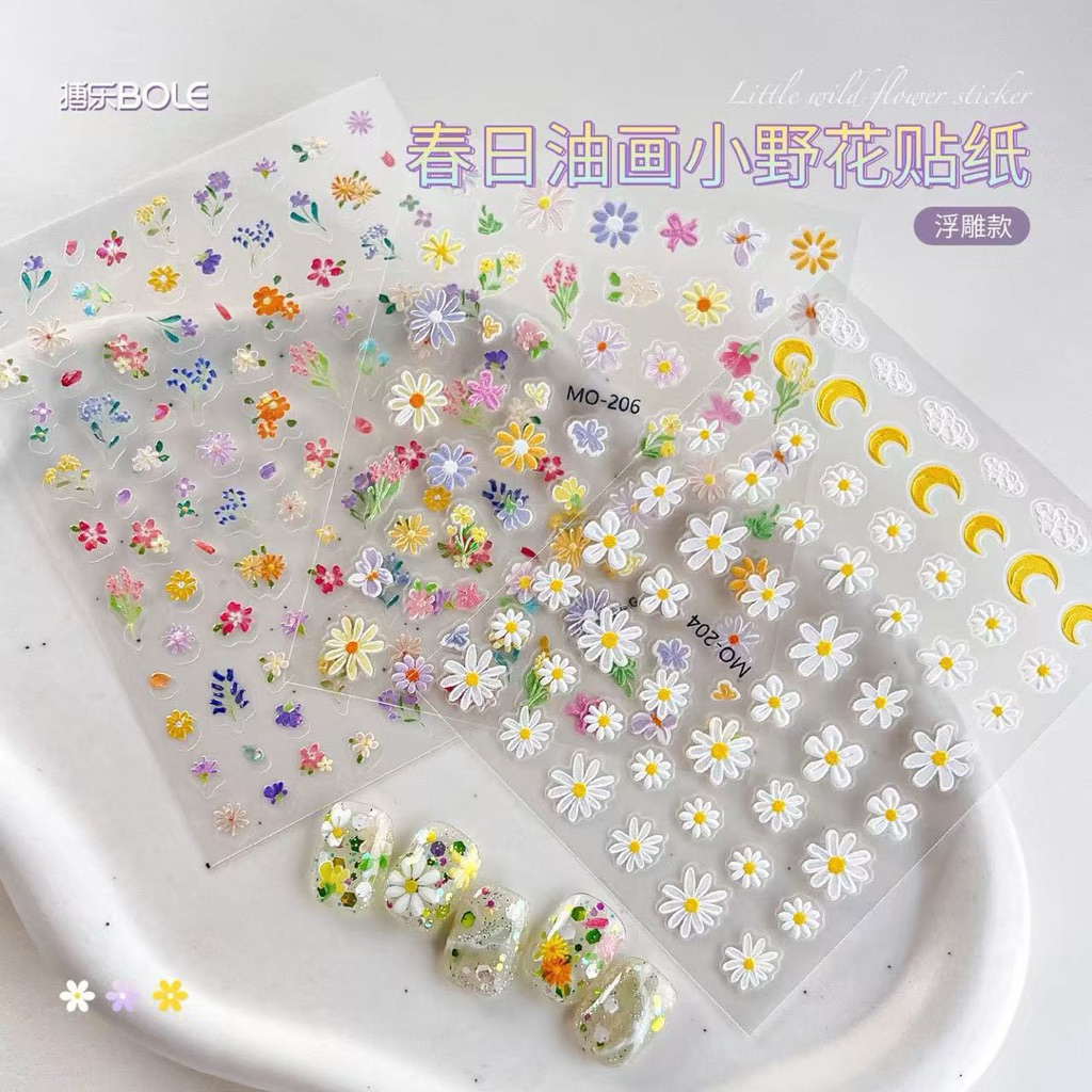 Jual SK027 Sticker Kuku Motif Bunga 3D Design For Nail Art | Shopee ...