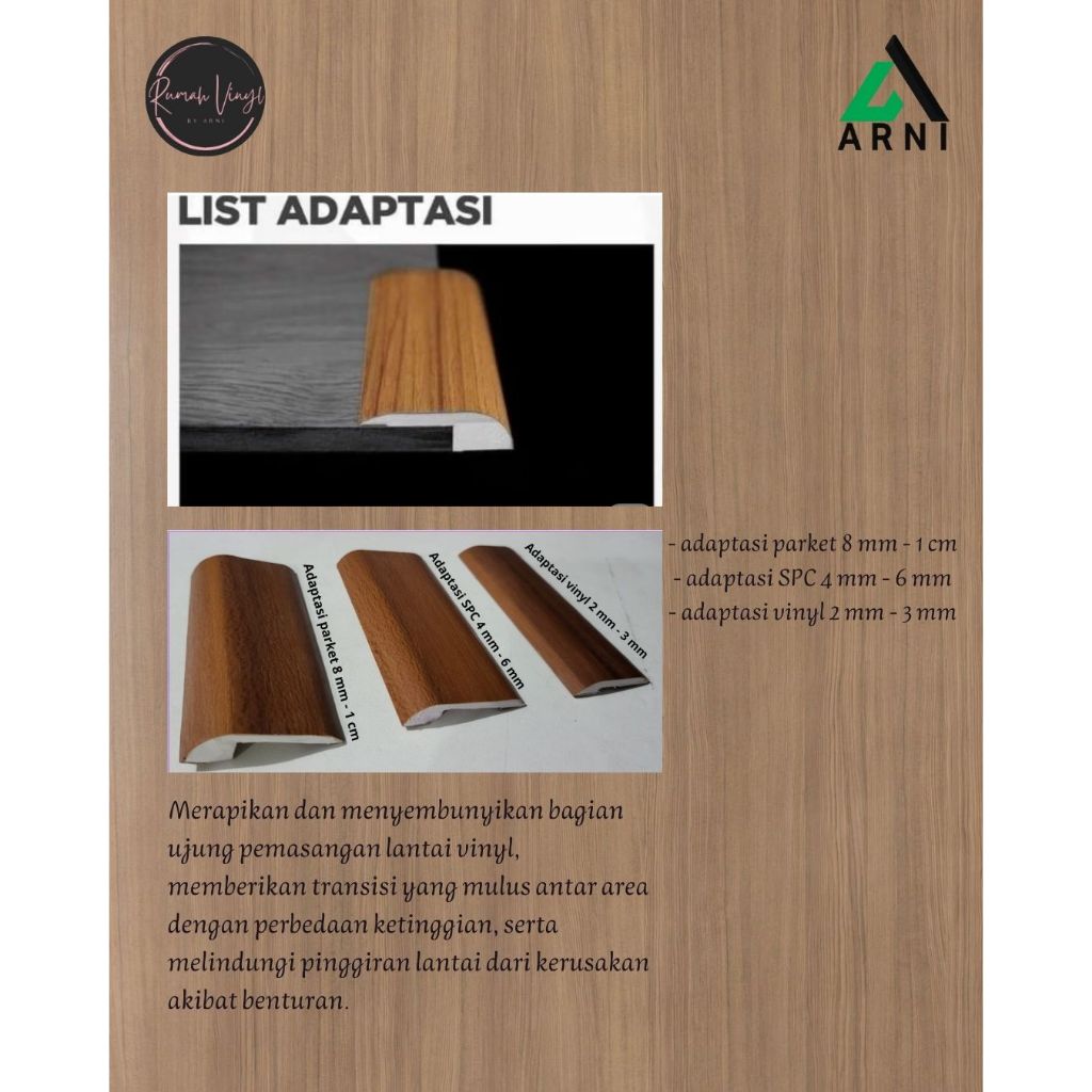 Jual List Adaptasi Vinyl/SPC/Parket PVC Custom Warna | Shopee Indonesia