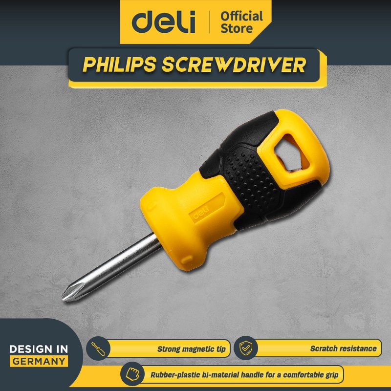 Jual Deli Philips Slotted Screwdriver/Obeng Plus Minus Magnet PH2 6mm ...