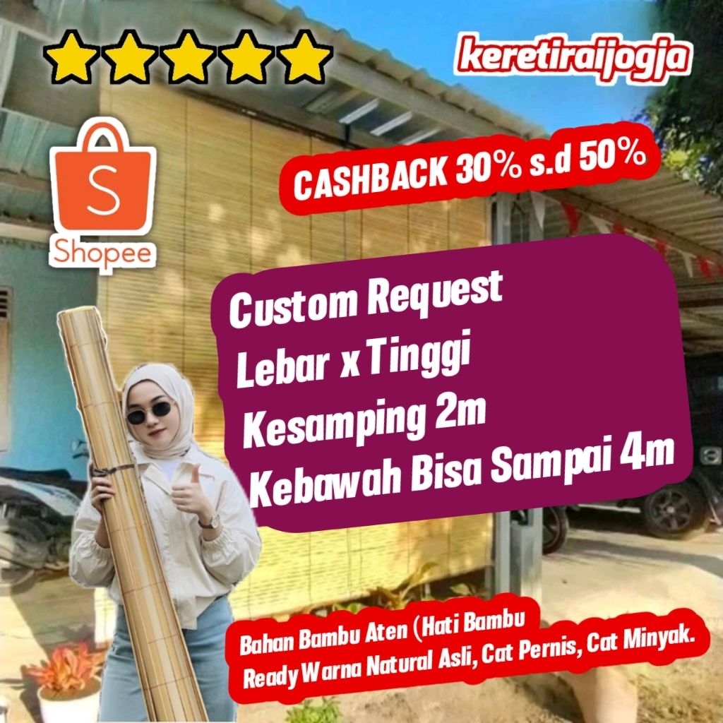 Jual Custom Request Kere Tirai Bahan Bambu Aten (Hati Bambu) | Shopee ...