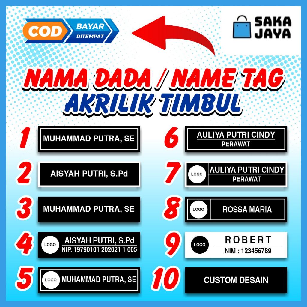 Jual Nama Dada Name Tag Magnet Peniti Timbul Dinas Sekolah Kantor ...