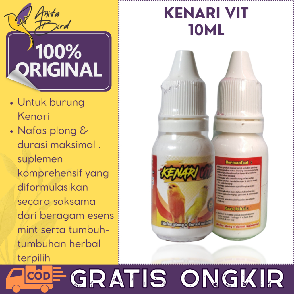 Jual "KENARI VIT 10ML" VITAMIN BURUNG KENARI NAFAS PLONG DURASI ...