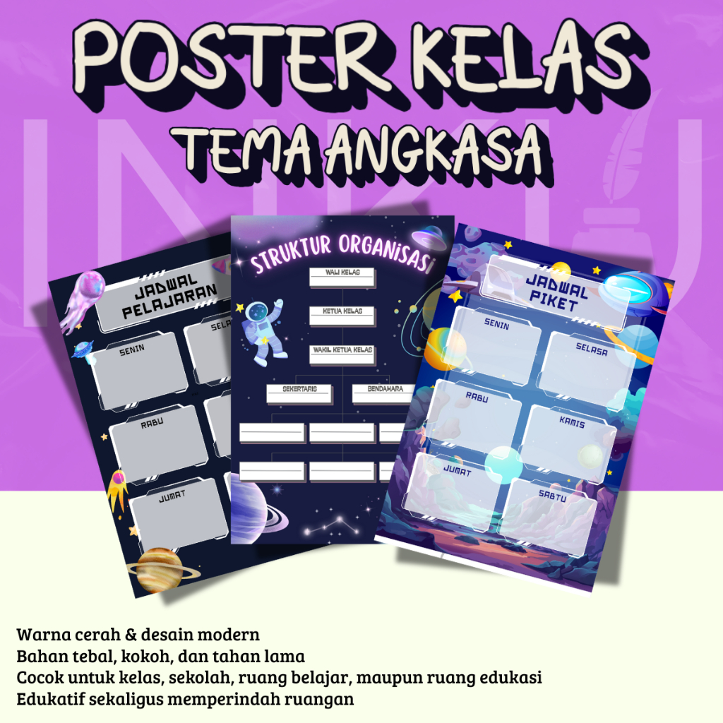 Jual Poster Kelas Tema Angkasa – Jadwal Pelajaran, Piket, Struktur ...