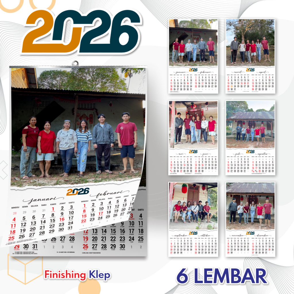 Jual SYAM kalender custom 2026 isi 6 lembar ukuran A3+ finishing klep ...