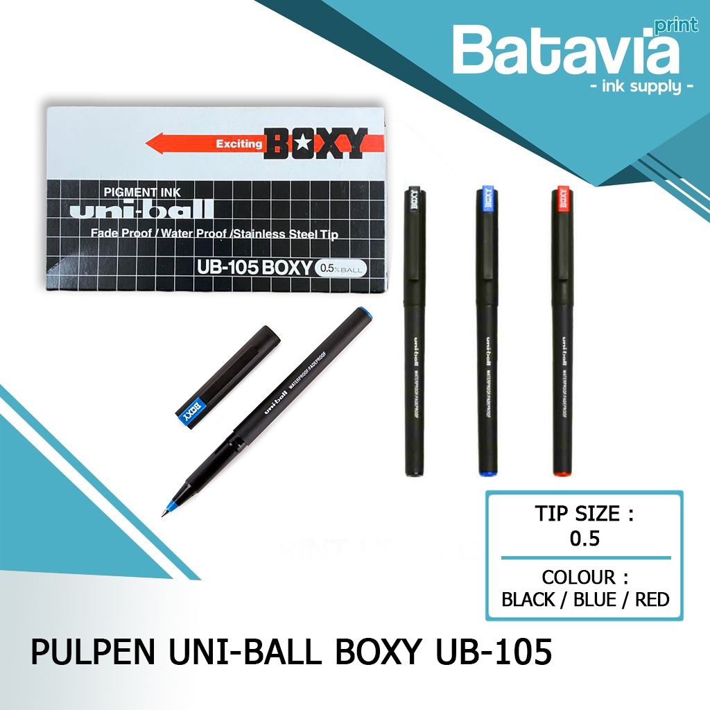 Jual PULPEN UNI-BALL BOXY UB-105 0.5 mm Pigment Ink Fade Proof / Water ...