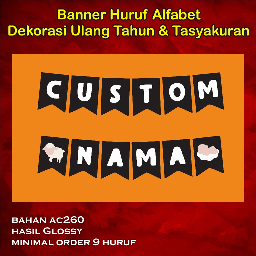 Jual BANNER HURUF ALFABET - DEKORASI ULANG TAHUN - TASYAKURAN - TANPA ...