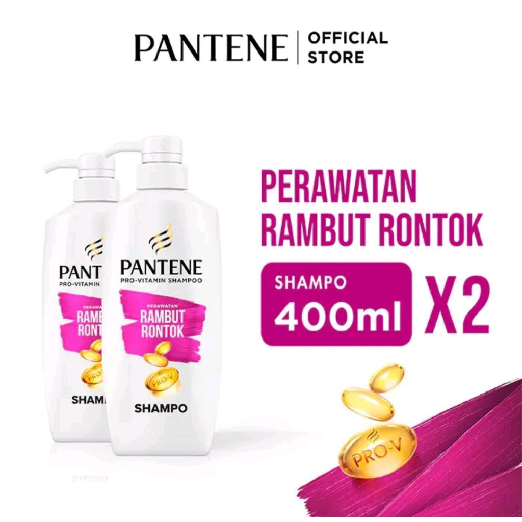 Jual PANTENE SHAMPOO ANTI RONTOK 400 ML X 2 BOTOL | Shopee Indonesia