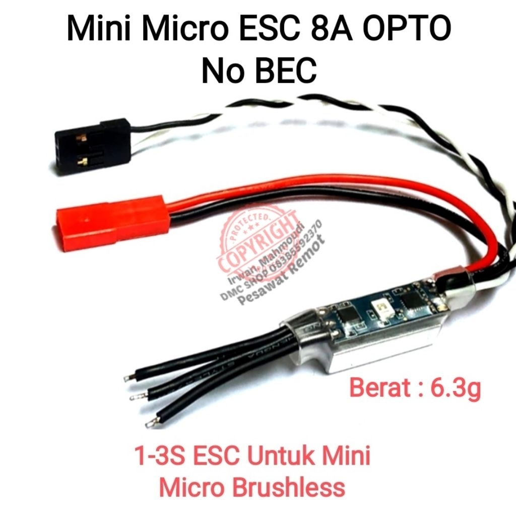 Jual HQ Mini Micro 8A ESC Brushless 1-3s OPTO No BEC | Shopee Indonesia