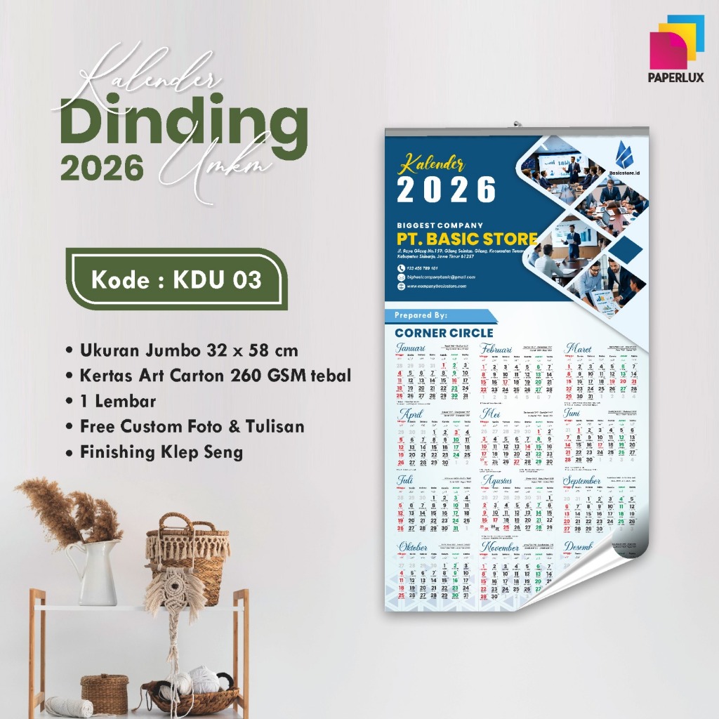 Jual CETAK KALENDER 2026 CUSTOM FOTO GLOSSY PREMIUM JUMBO UMKM 1 PLY ...