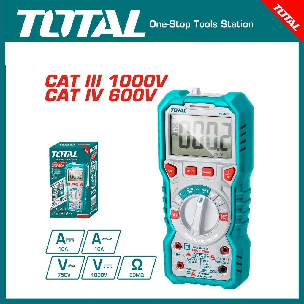 Jual TOTAL Digital Multimeter TMT47504 Alat Ukur Arus Listrik CAT III ...