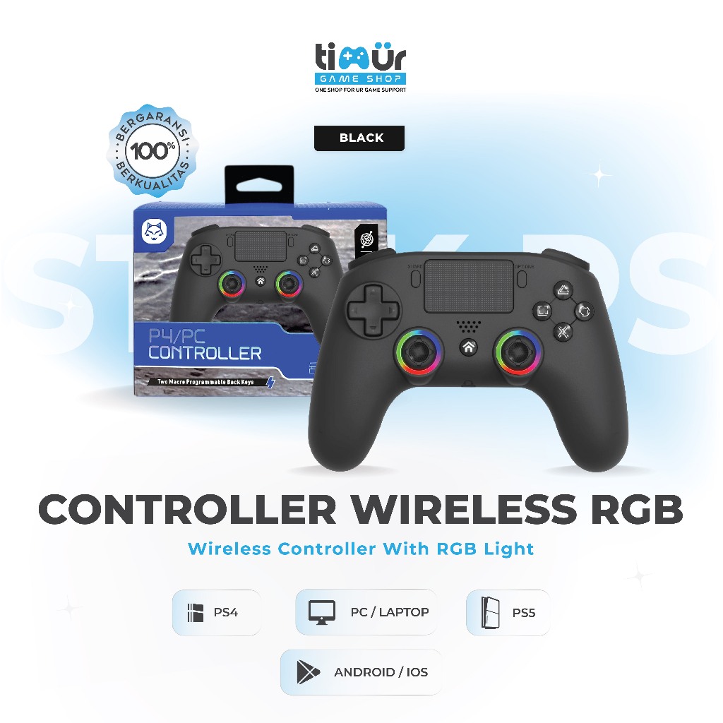 Jual Stick Stik Wireless Gaming Controller Bluetooth Gamepad RGB Light ...