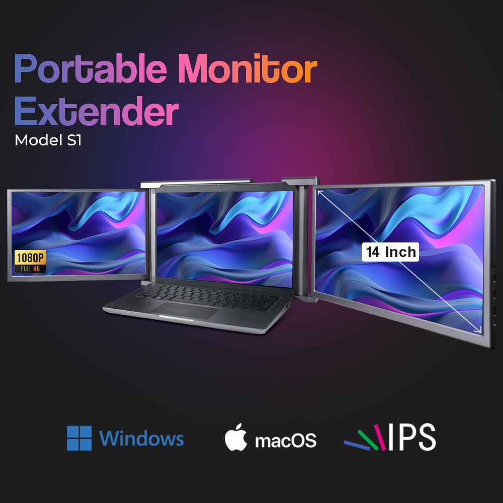 Jual Aibecy Portable Monitor Dual Screen Extender 14 Inch IPS FHD 60Hz ...