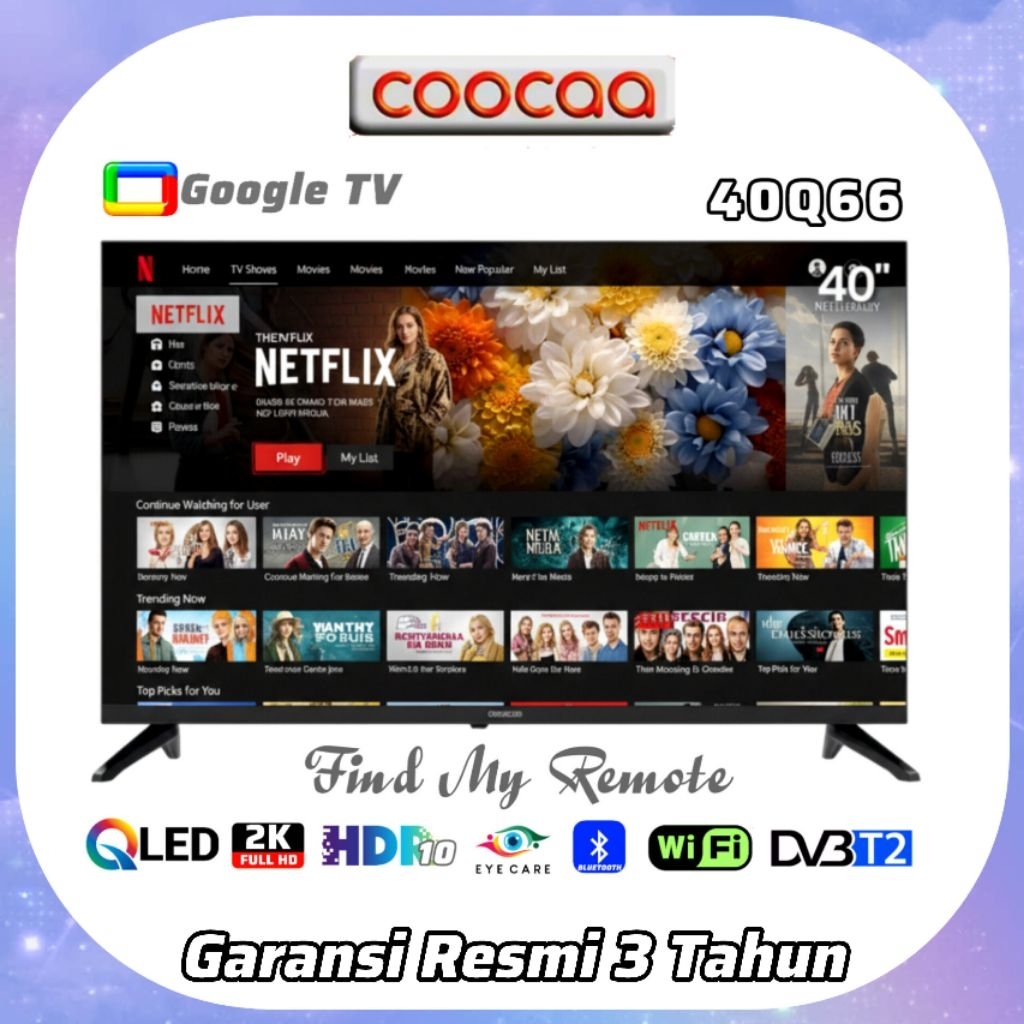Jual Coocaa 40" QLED Google TV 2K Wifi Garansi Resmi | Shopee Indonesia