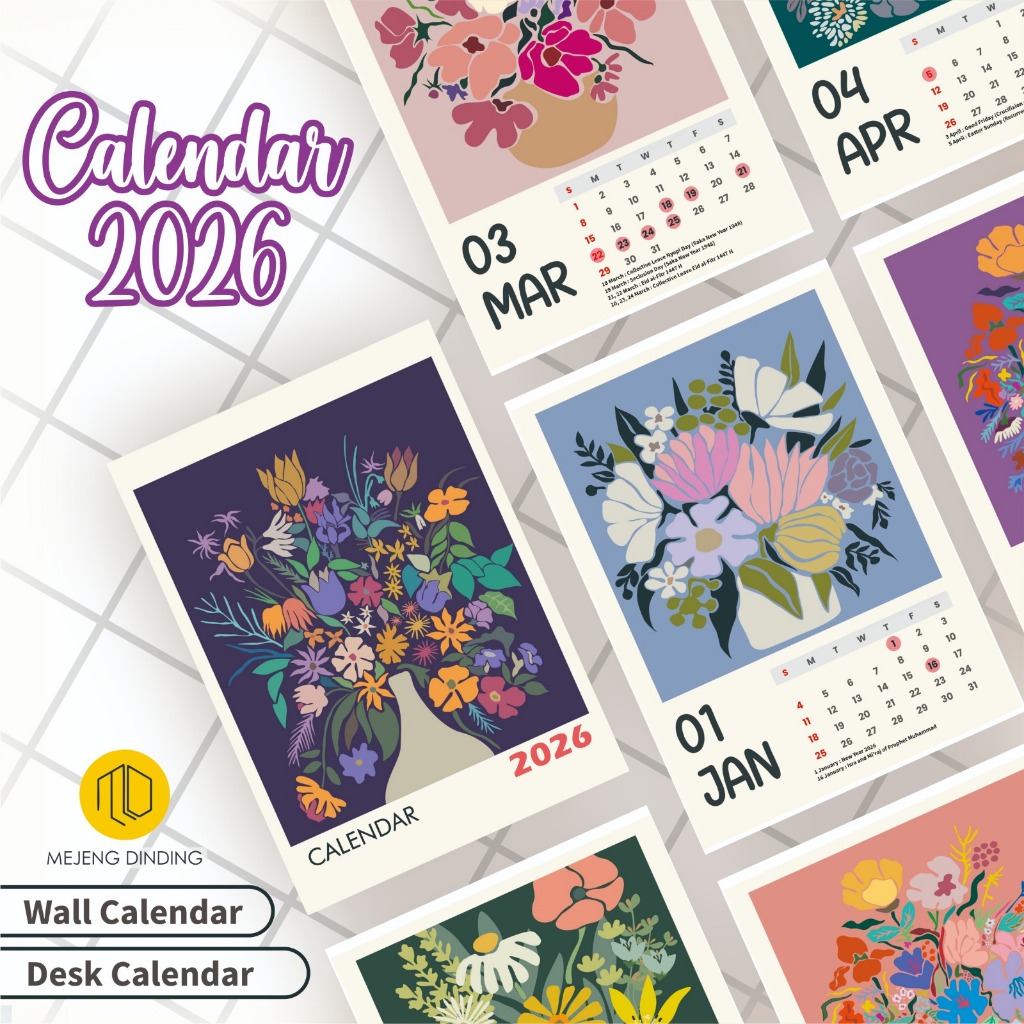 Jual Kalender Dinding Aesthetic 2026 / Kalender Meja Aesthetic 2026 ...