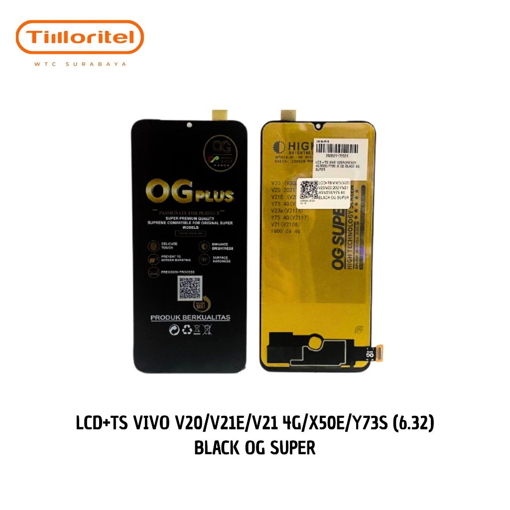 Jual Lcd Vivo V20/ V21E/V21 4G/X50E/Y73S (6.32) Black Fullset ...