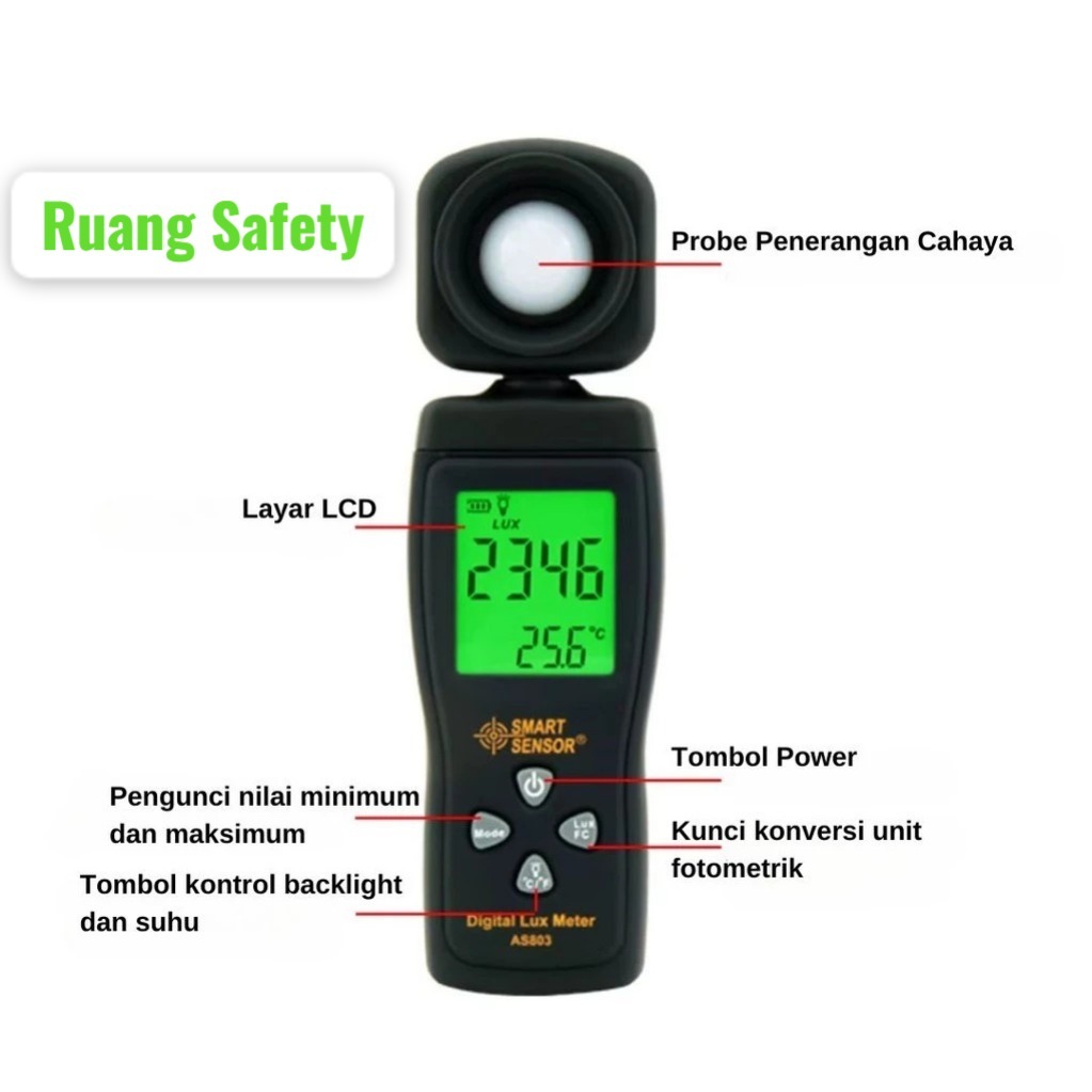 Jual Lux Meter AS803 Smart Sensor Digital Alat Ukur Intensitas Cahaya ...