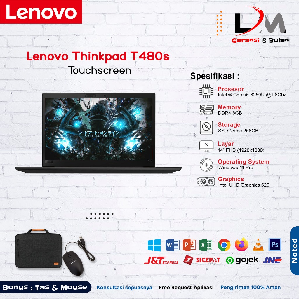 Jual Lenovo Thinkpad T480s Touchscreen Intel Core i5 Gen 8 Ram 8GB SSD ...