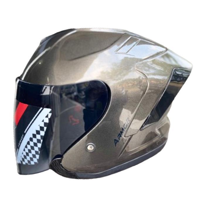 Jual Helm JS Armor Gunmetal Solid Half Face SNI/ HELM COWOK/HELM CEWEK ...