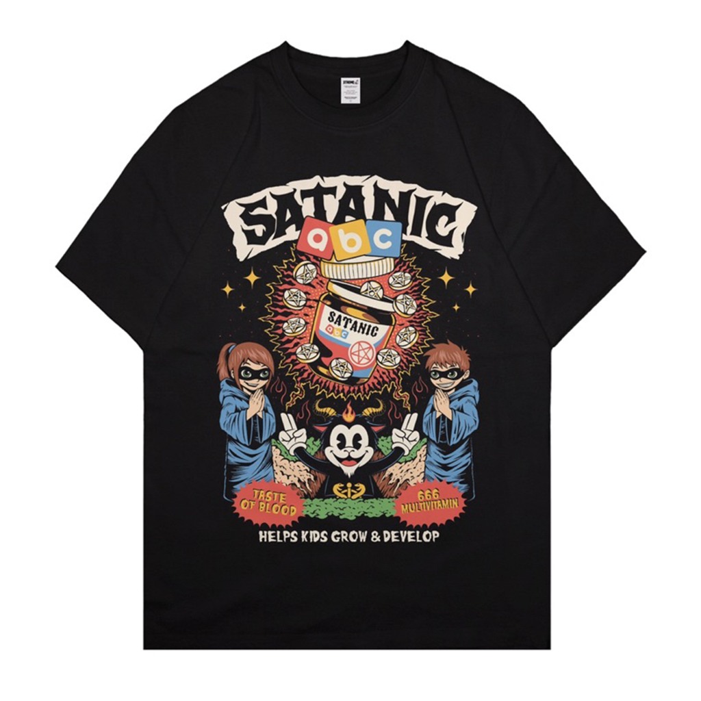 Jual XTREME MERCH - Satanic ABC - Black Tees | Shopee Indonesia