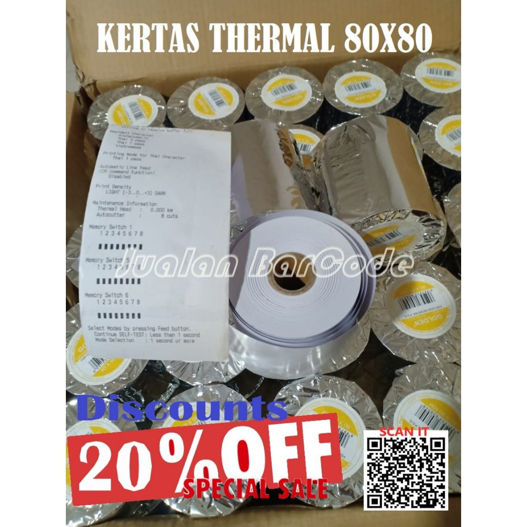 Jual KERTAS KASIR THERMAL 80X80 - KERTAS THERMAL GOLDEN 80X80 PAPER ...