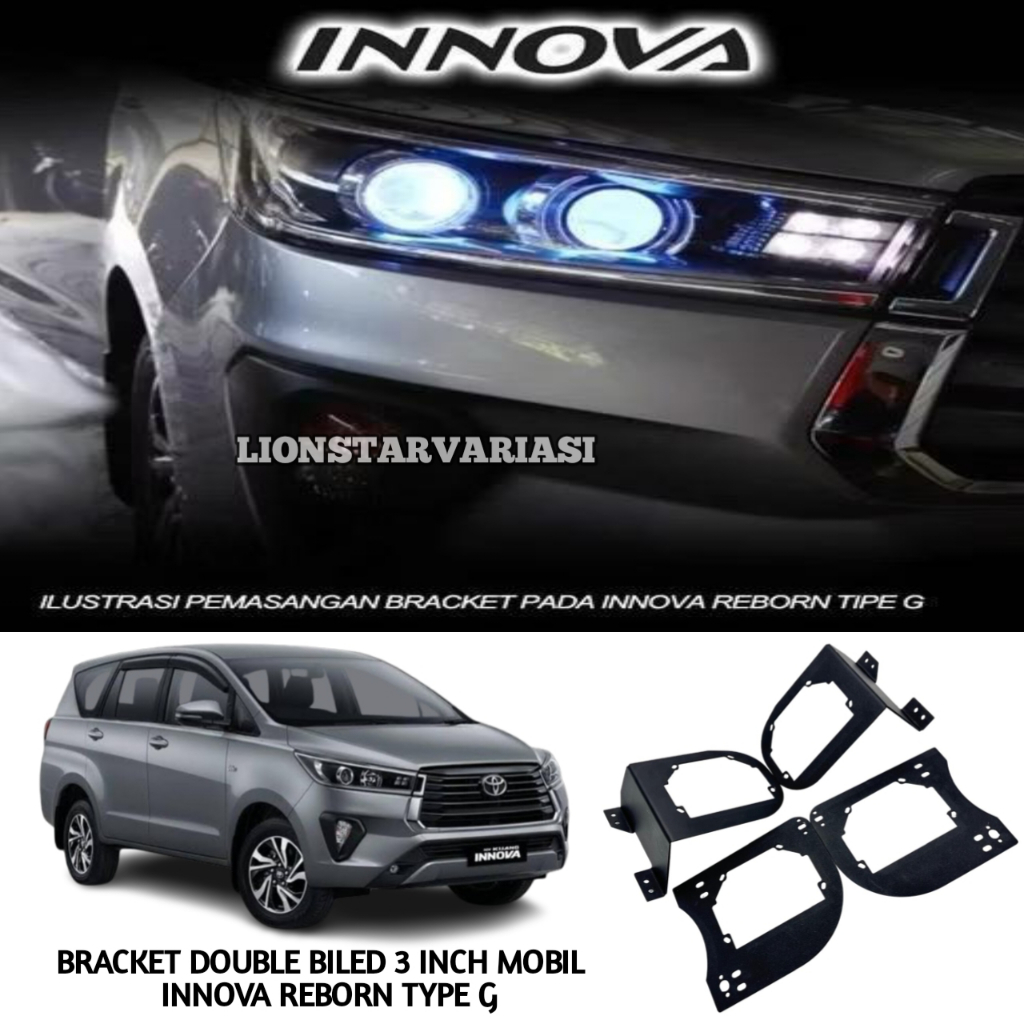 Jual Bracket Breket Double Biled Projector 3 Inch Mobil Innova Reborn ...