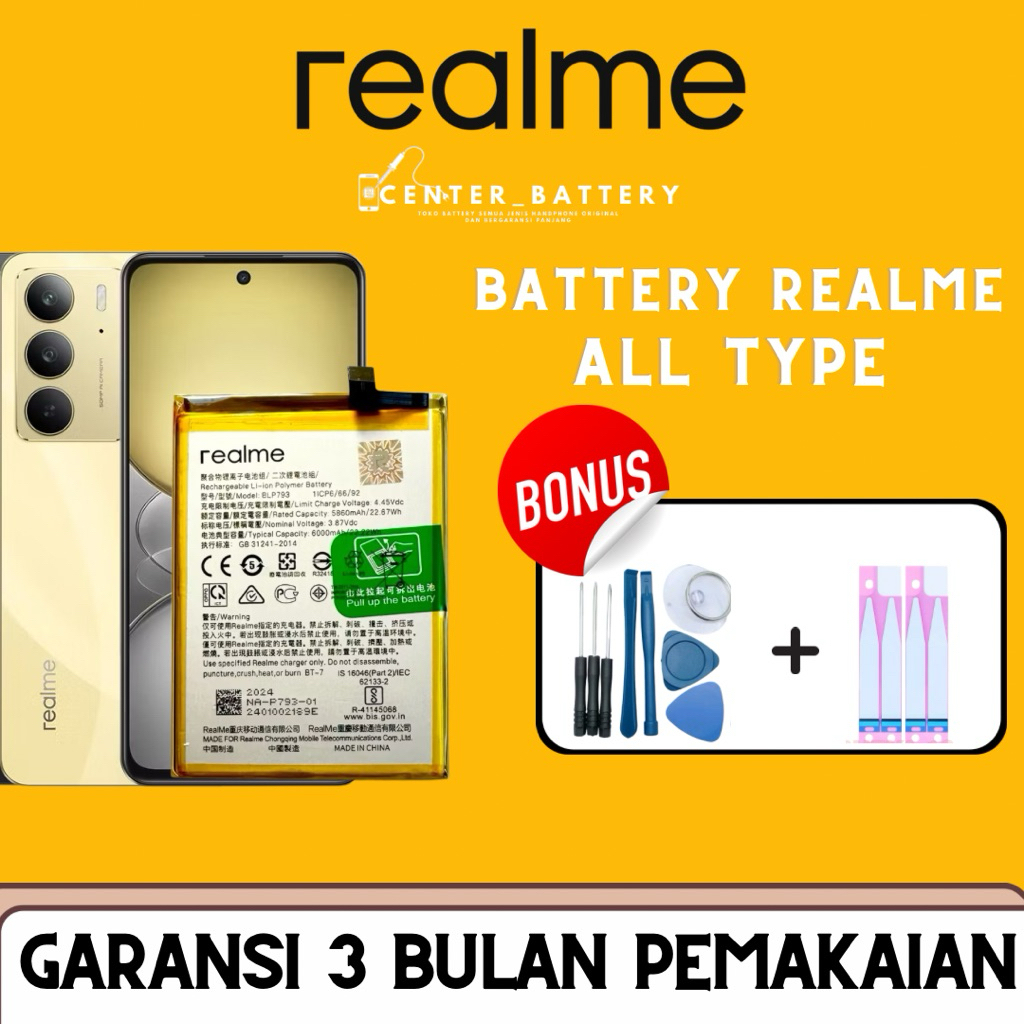 Jual Battery all typ baterai REALME C11 C12 C15 C17 C20 C21 C21Y C25 ...