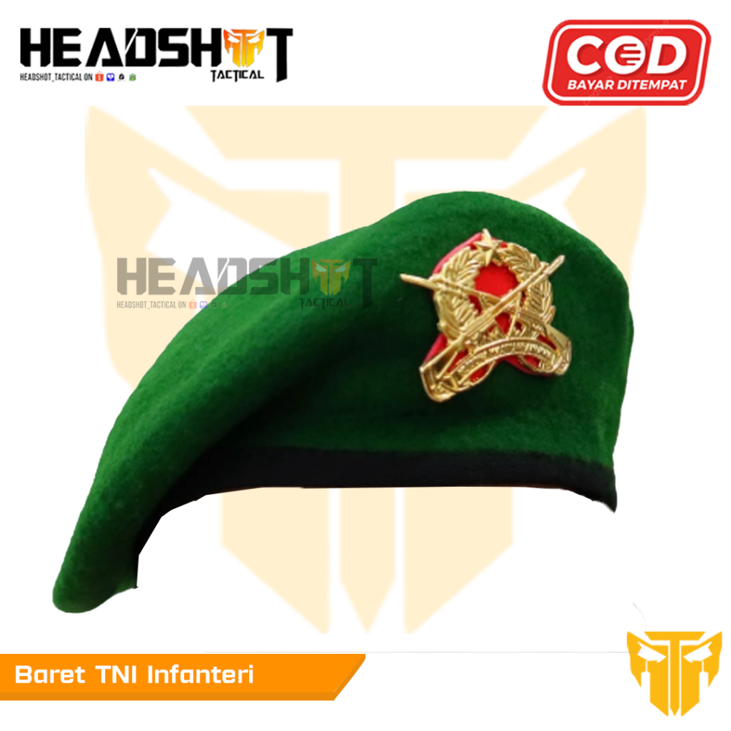 Jual Baret Infanteri Wol + Emblem Merk Camel Asli - Baret TNI Infanteri ...