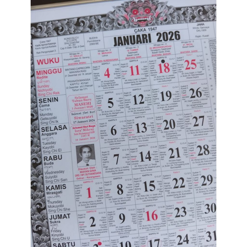 Jual Kalender gantung 2026 Saka Bali Nasional cek video guys 2026 ...