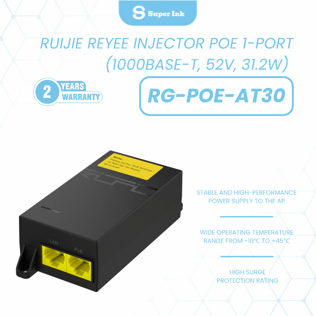 Jual Ruijie RG-POE-AT30 PoE Injector 31,2 W, 52 V DC Stabil – Daya ...