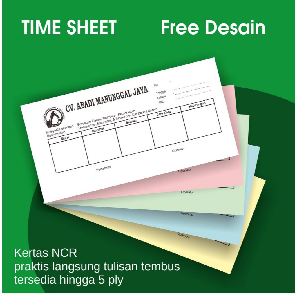 Jual CETAK TIME SHEET / FORM KERJA LEMBUR KERTAS KABON NCR | Shopee ...