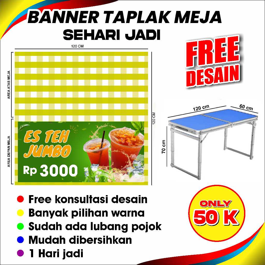 Jual BANNER BENNER TAPLAK MEJA VIRAL || Spanduk 120 X 120 CM Desain ...