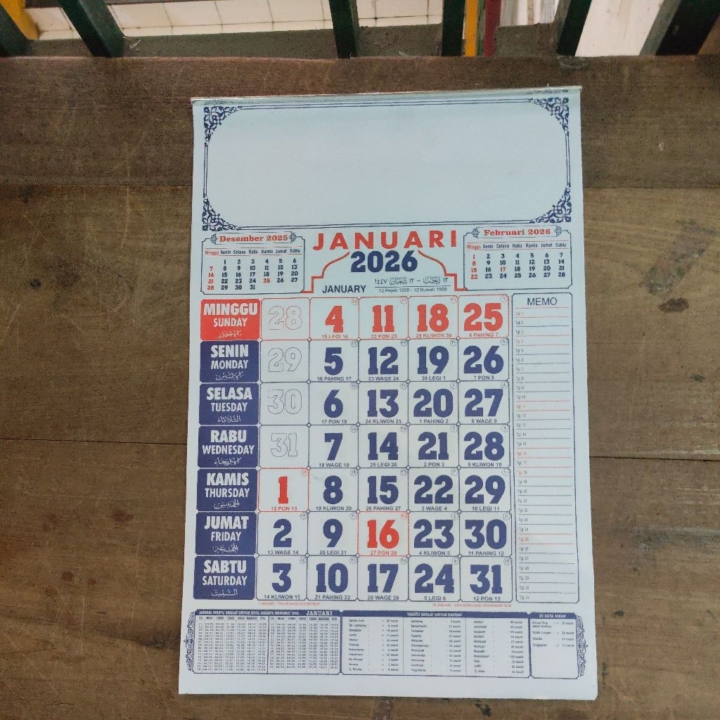 Jual Kalender Bulanan Putih Kalender Kerja Almanak Murah 2026 | Shopee ...