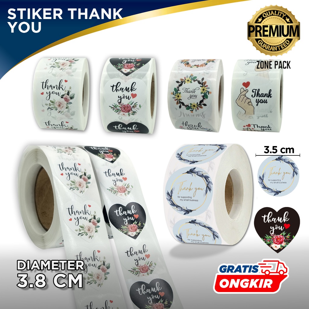 Jual 1 roll 500 pcs Stiker Tulisan Motif Thank You For Your Order 3,8cm ...