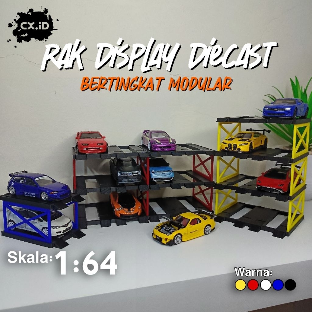 Jual Rak Display Diecast 1:64 Bertingkat Modular Parkiran Hot Wheels ...