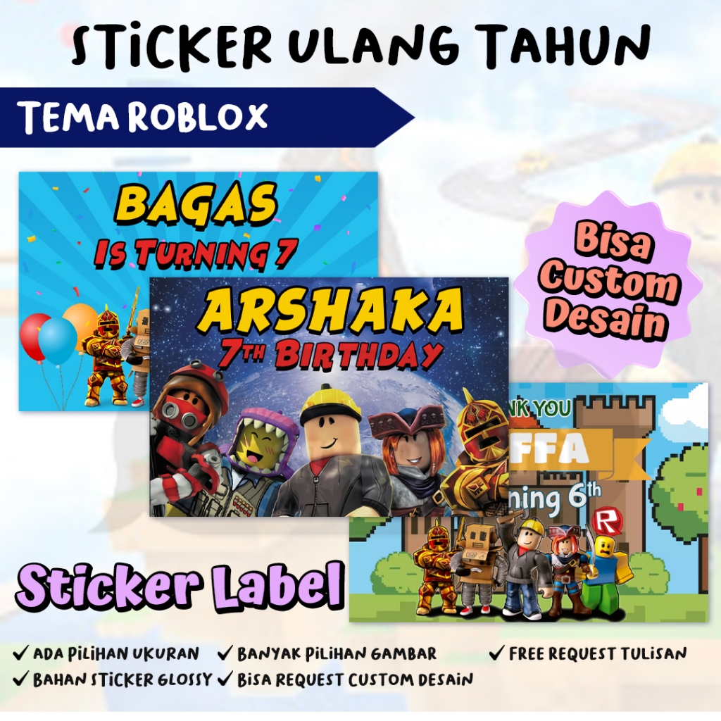 Jual Sticker Ulang Tahun Tema Roblox - Stiker Label Kotak Nasi Bento ...