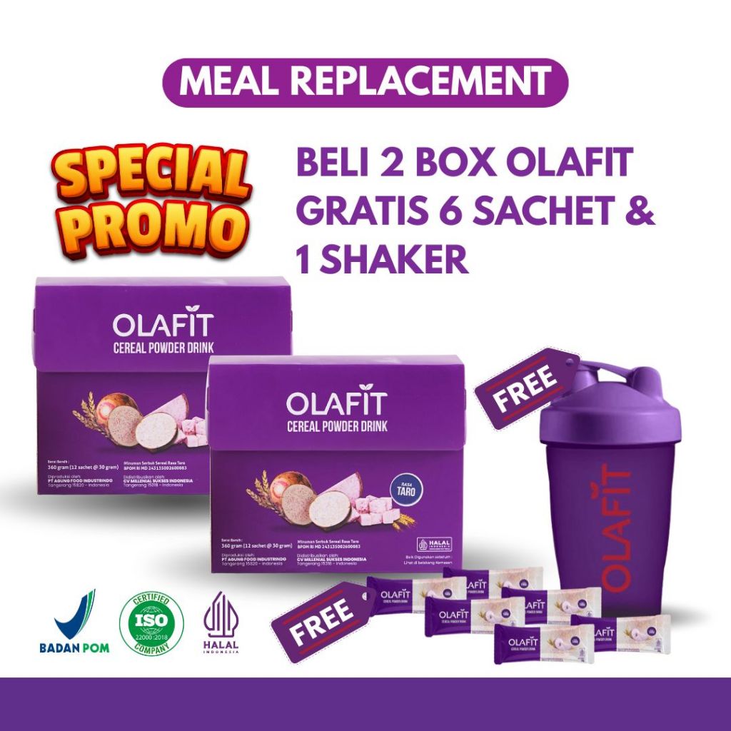 Jual OLAFIT Meal Replacement Multigrain Cereal Powder Drink Rasa Taro 2 ...