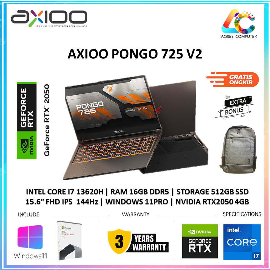 Jual Axioo Pongo 725 i7-13650H RTX 2050 RAM 16GB 512GB SSD 15.6" FHD ...