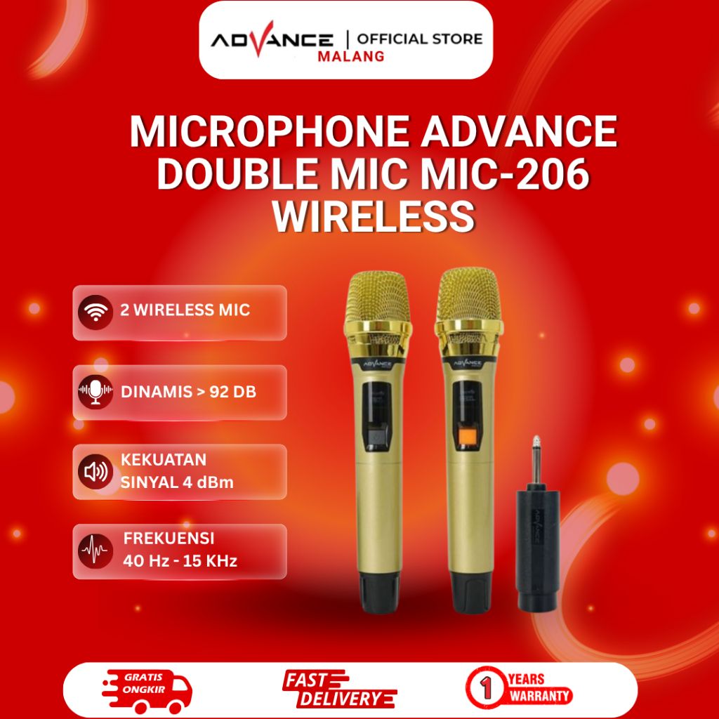 Jual Microphone Advance Double Mic Mic-206 Wireless | Shopee Indonesia