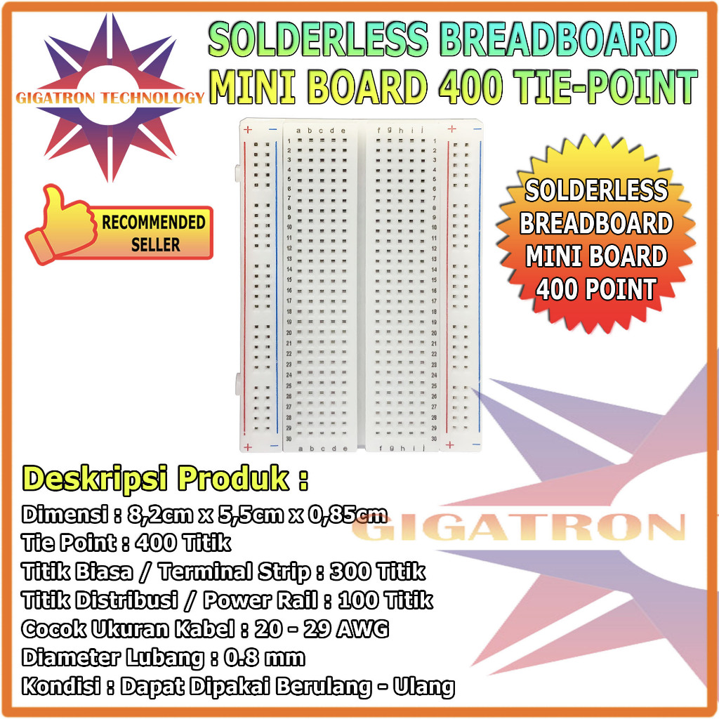 Jual Breadboard Mini Solderless 400 400P Breadboard Solderless Ukuran 400P Kit Breadboard Untuk ...