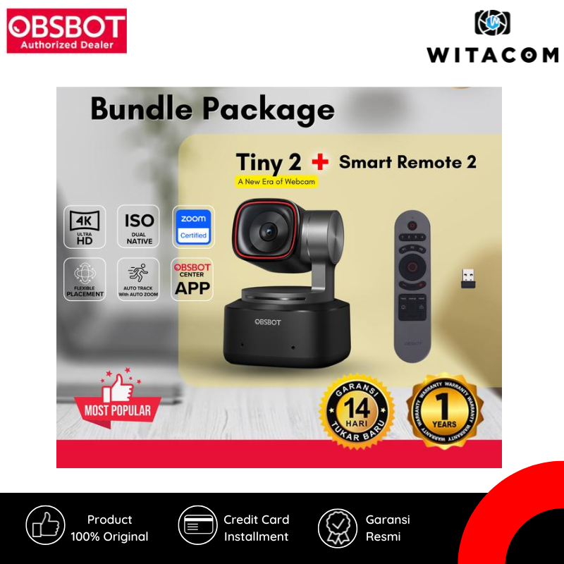 Jual OBSBOT Tiny 2 AI-Powered PTZ 4K Webcam Kit with Smart Remote Control 2 - Garansi Resmi ...