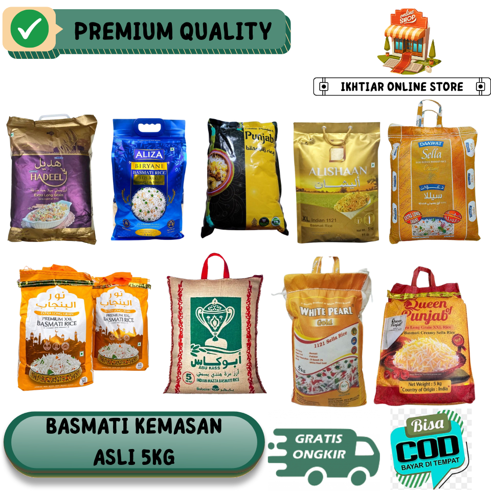 Jual BASMATI 5KG KEMASAN ASLI PREMIUM I BASMATI PUNJAB NOOR I PUNJAB QUEEN I WHITE PEARL I ALIZA ...
