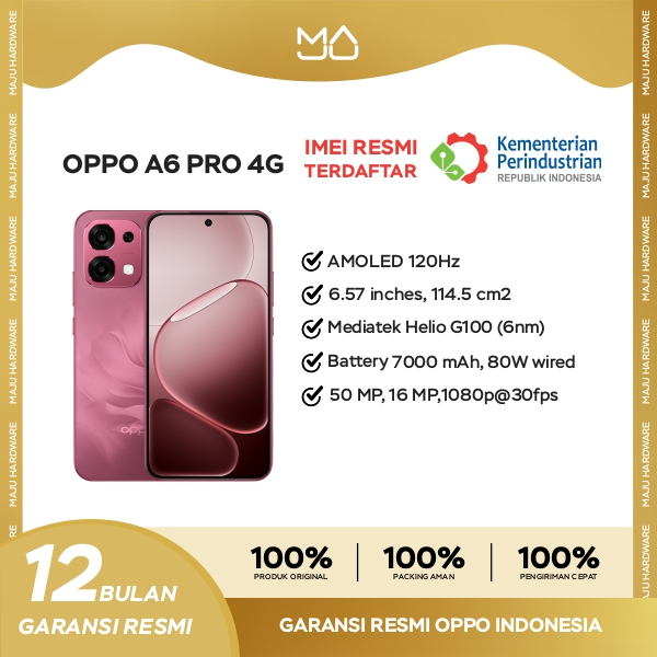 Jual Oppo A6 Pro 8/256GB MediaTek Helio G100, AMOLED Ultra Cerah 120Hz ...