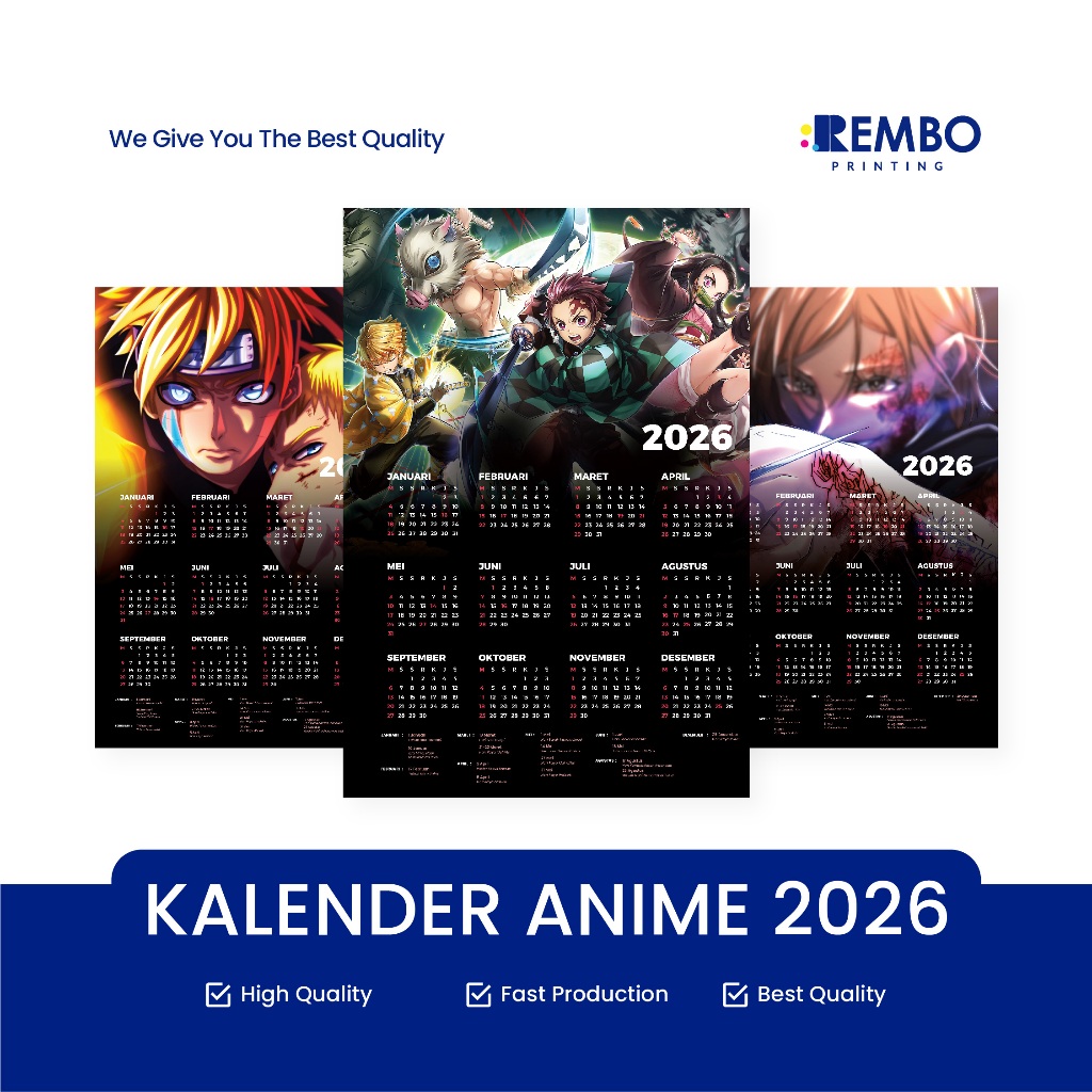 Jual Kalender Anime 2026 / Kalender Demon Slayer / Kalender Dinding ...
