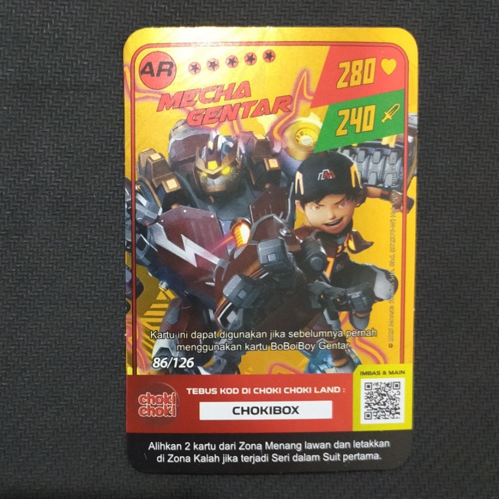 Jual Boboiboy Monsta Galaxy Card Mecha Gentar Choki Choki (Gold ...