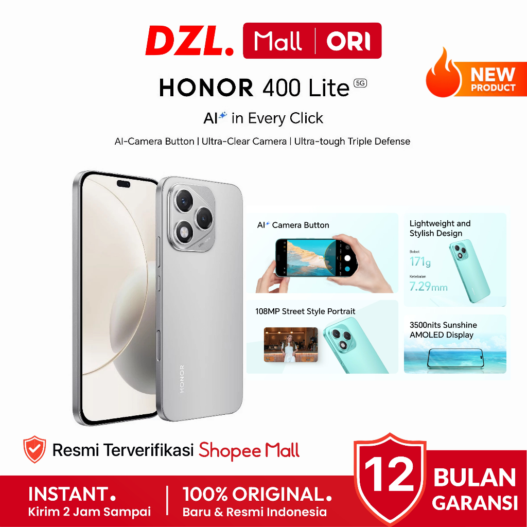 Jual DZL - HP HONOR 400 Lite 5G 8/256 GB Camera 108MP Original Garansi ...